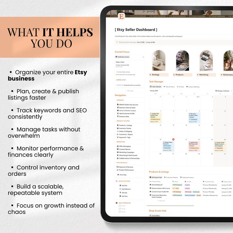 Etsy Seller Template Notion, Online Digital Product Shop Dashboard ...