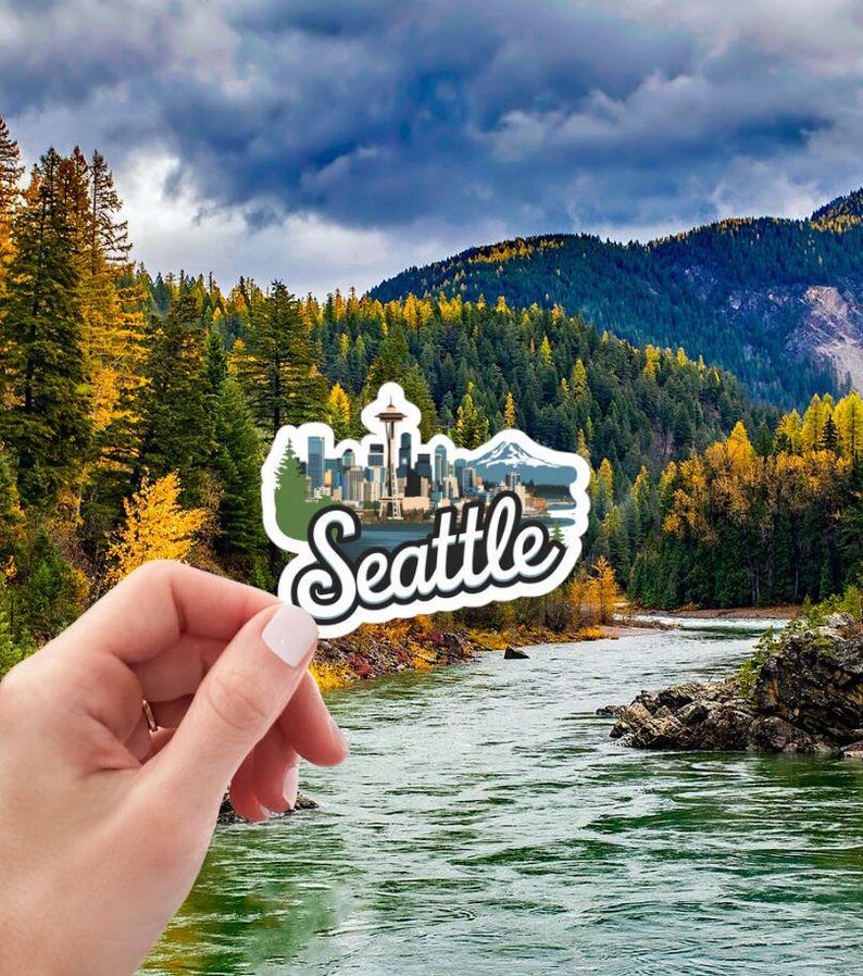 Seattle Skyline Vinyl Sticker: Emerald City Laptop Decal - Etsy