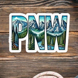 PNW Love Vinyl Sticker, Pacific Northwest, Rustic Nature Design for ...