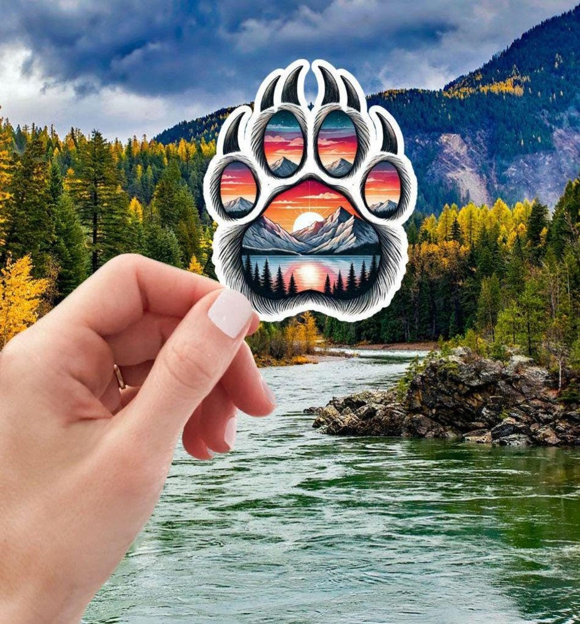 Great Outdoors Bear Paw Vinyl Sticker, Nature-inspired Decor for Car ...