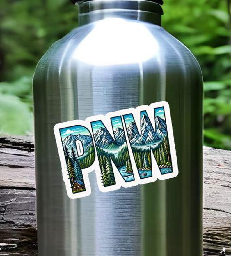 PNW Love Vinyl Sticker, Pacific Northwest, Rustic Nature Design for ...