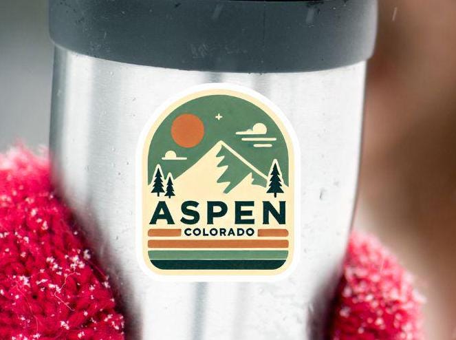Rocky Mountains Vinyl Sticker, Stunning Aspen Colorado Design, Perfect ...
