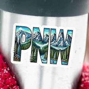 PNW Love Vinyl Sticker, Pacific Northwest, Rustic Nature Design for ...