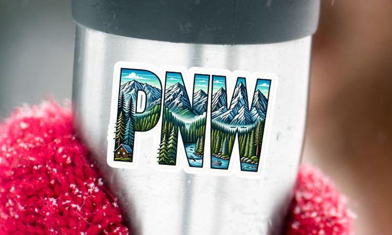 PNW Love Vinyl Sticker, Pacific Northwest, Rustic Nature Design for ...