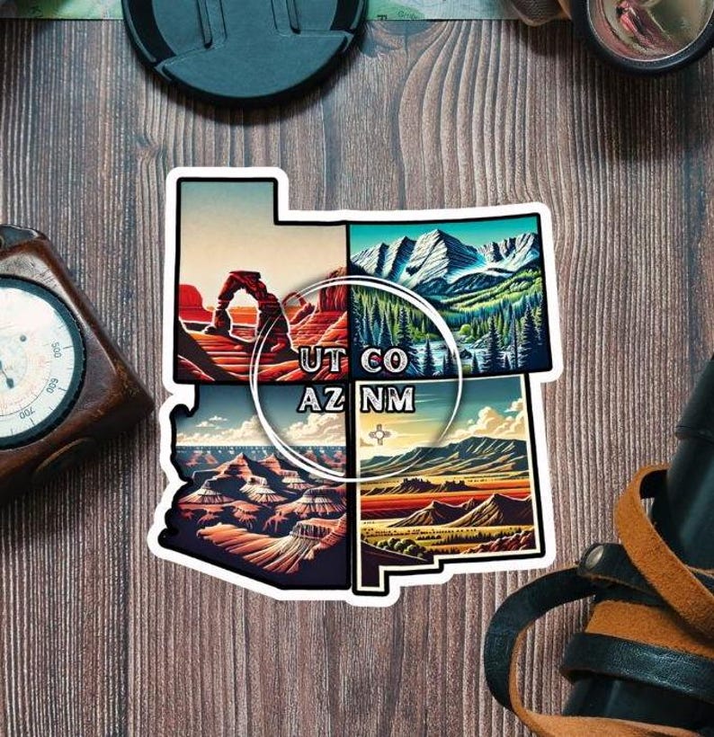 US National Parks Four Corners Monument Sticker, Vibrant Travel Decal ...