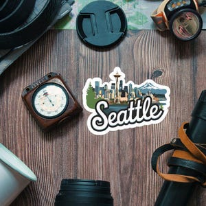Emerald City Vinyl Sticker, Colorful Seattle Skyline Decal, Perfect for ...