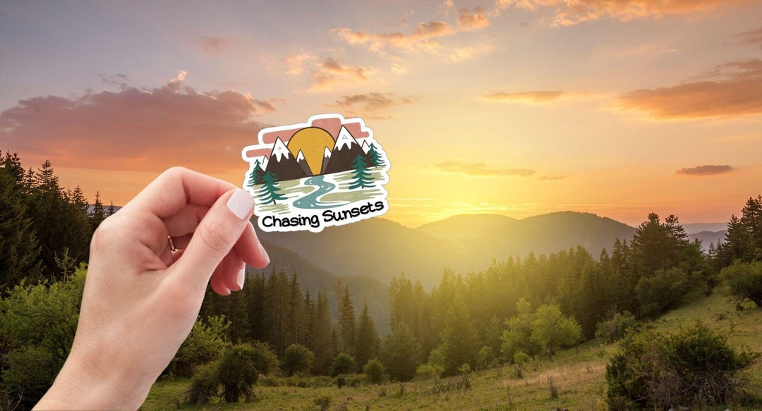 Sunset Chaser Sticker, Vinyl Decal, Laptop Sticker, Water Bottle Decal ...