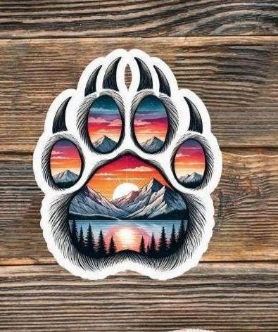 Great Outdoors Bear Paw Vinyl Sticker, Nature-inspired Decor for Car ...