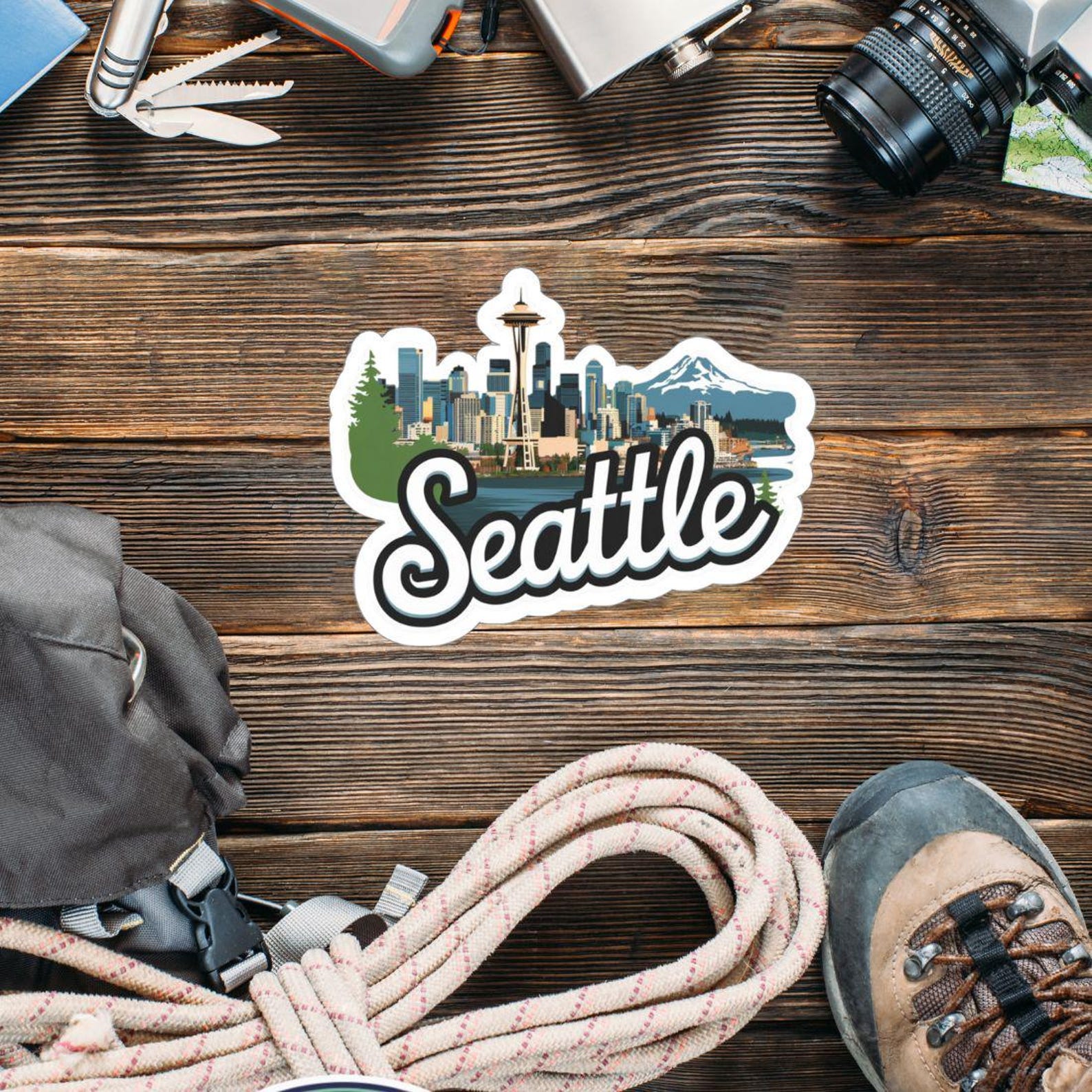Seattle Skyline Vinyl Sticker: Emerald City Laptop Decal - Etsy