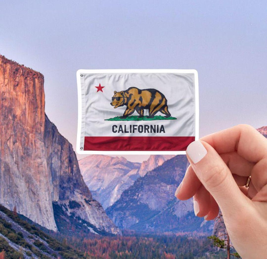 California State Flag Bear Kiss-cut Stickers - Perfect for Laptop ...