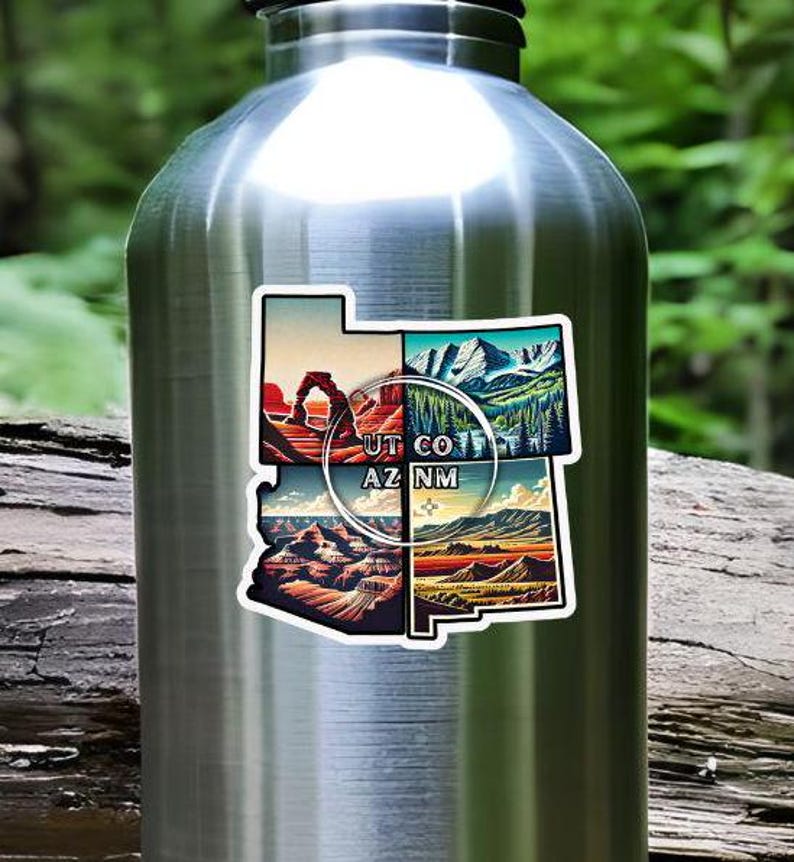 US National Parks Four Corners Monument Sticker, Vibrant Travel Decal ...