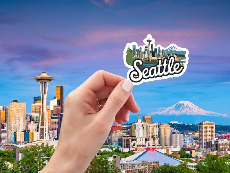 Seattle Skyline Vinyl Sticker: Emerald City Laptop Decal - Etsy
