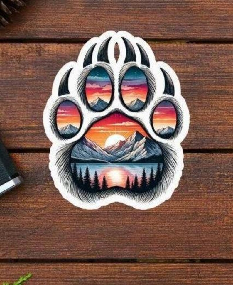 Great Outdoors Bear Paw Vinyl Sticker, Nature-inspired Decor for Car ...