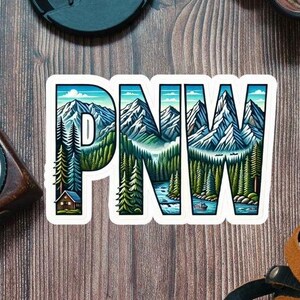 PNW Love Vinyl Sticker, Pacific Northwest, Rustic Nature Design for ...