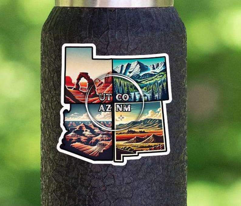US National Parks Four Corners Monument Sticker, Vibrant Travel Decal ...