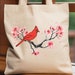 Red Cardinal Bird Cotton Canvas Tote Bag,cardinal Bird Lover Gift ...