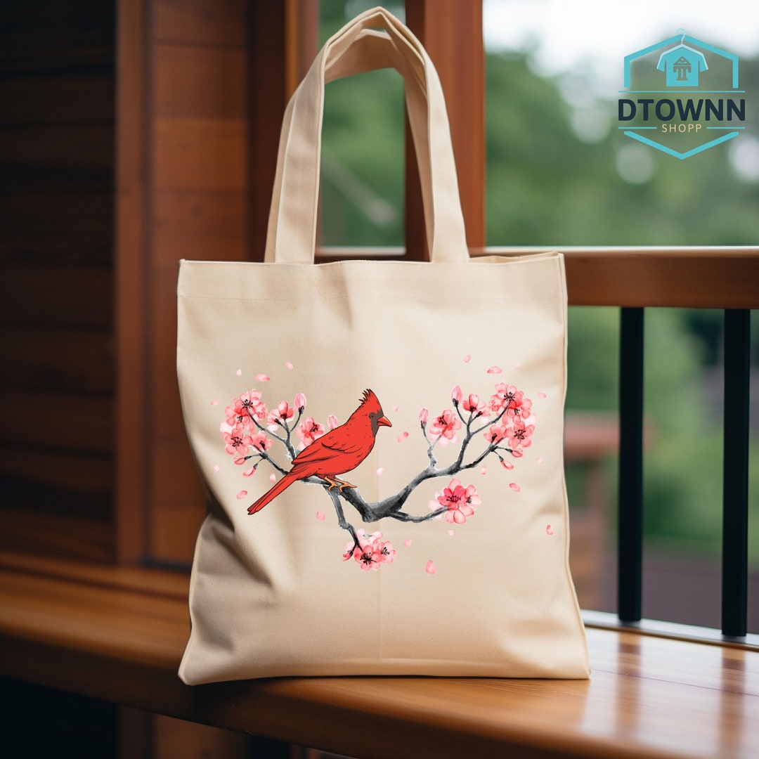 Red Cardinal Bird Cotton Canvas Tote Bag,cardinal Bird Lover Gift ...