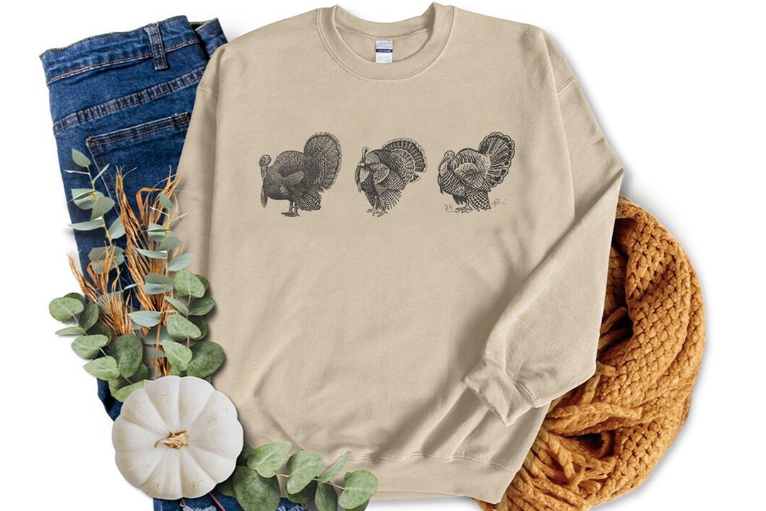 Turkey Sweatshirt, Vintage Turkey Crewneck ,cute Thanksgiving Gift ...