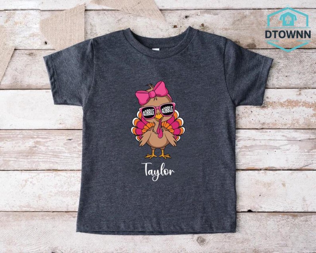 Personalized Baby Gobble Girl Shirt, Girl Turkey Shirt, Custom Girl ...