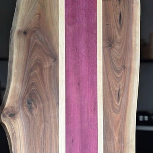 Custom Purple Heart, Walnut, and Maple Live Edge Cutting Board With ...