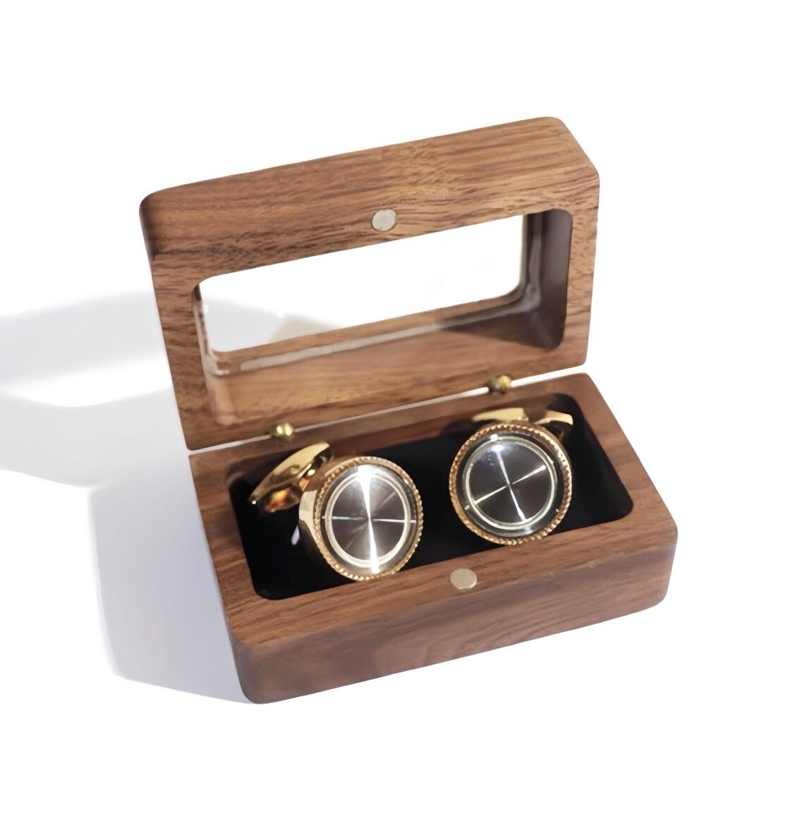 Customizable Wooden Cufflink Box With Glass Lid, Personalized Engraved ...
