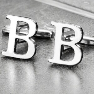 Customizable Initial Letter Cufflinks, Custom Name Cufflinks Silver-plated Brass Initial ...