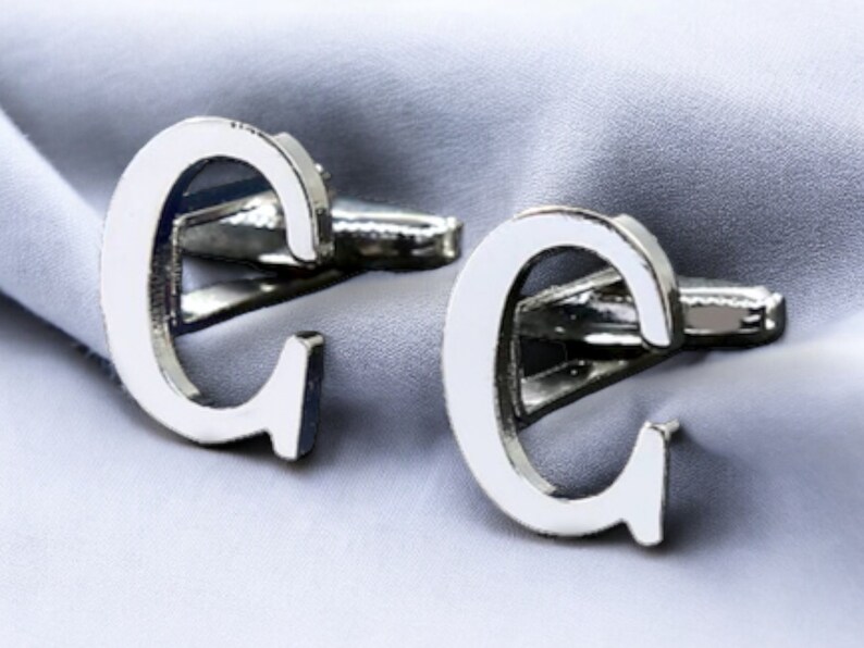 Customizable Initial Letter Cufflinks, Custom Name Cufflinks Silver-plated Brass Initial ...