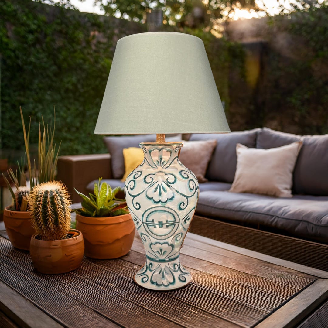 Handmade Green Ceramic Floor Lamp Unique Table Lamp for Living Room Decor Alkimo - Etsy