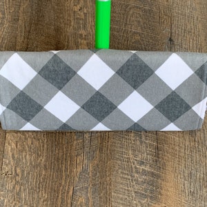 Gray White Plaid Check, Reusable 2 Sided, Sweeper Mop Pad, Dust Cloth ...