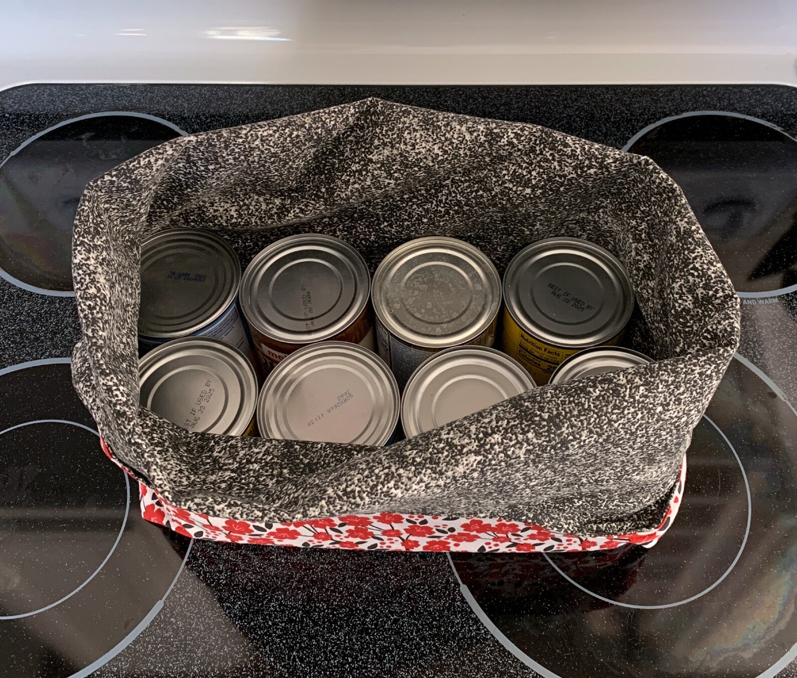 Red Floral Black White Wash Reusable Grocery Bag Reversible - Etsy