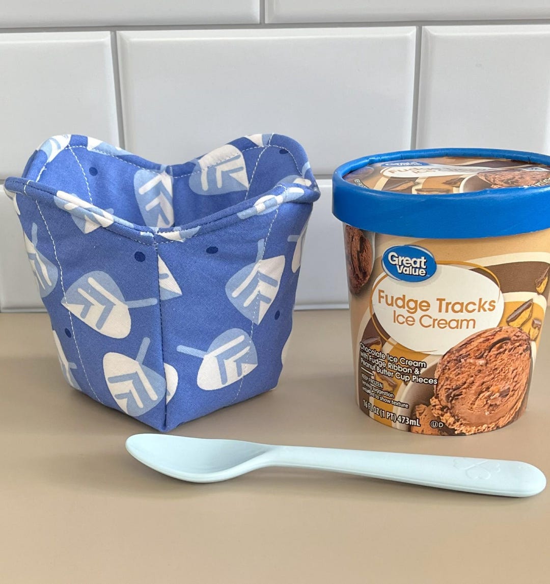 Blue Leaf, Cup of Noodles Cozy, Cozy for Cup of Soup, Ice Cream Pint ...