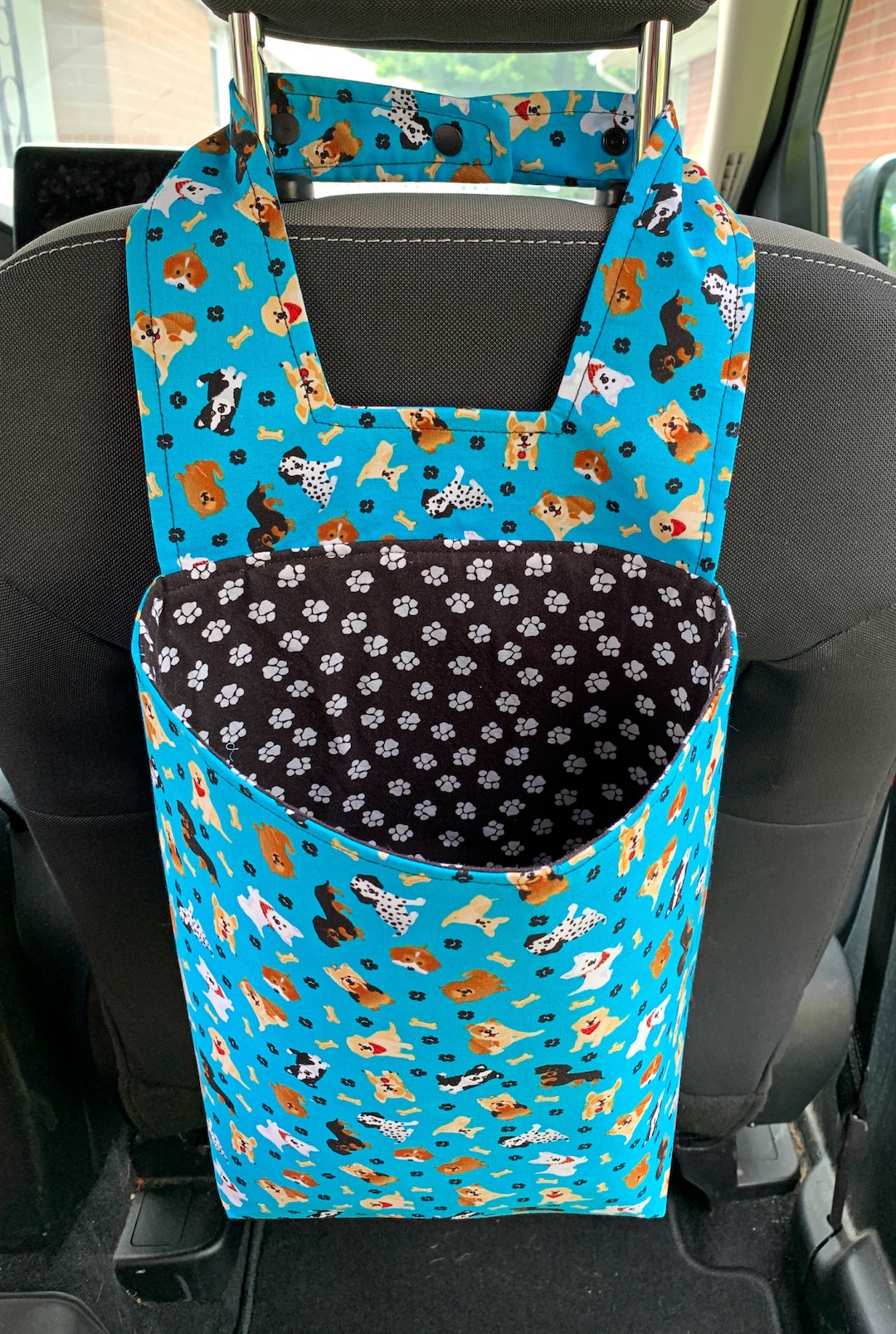 Tossed Pups, Car Trash Bag, Car Garbage Bag, Reusable Car Bag, Headrest ...