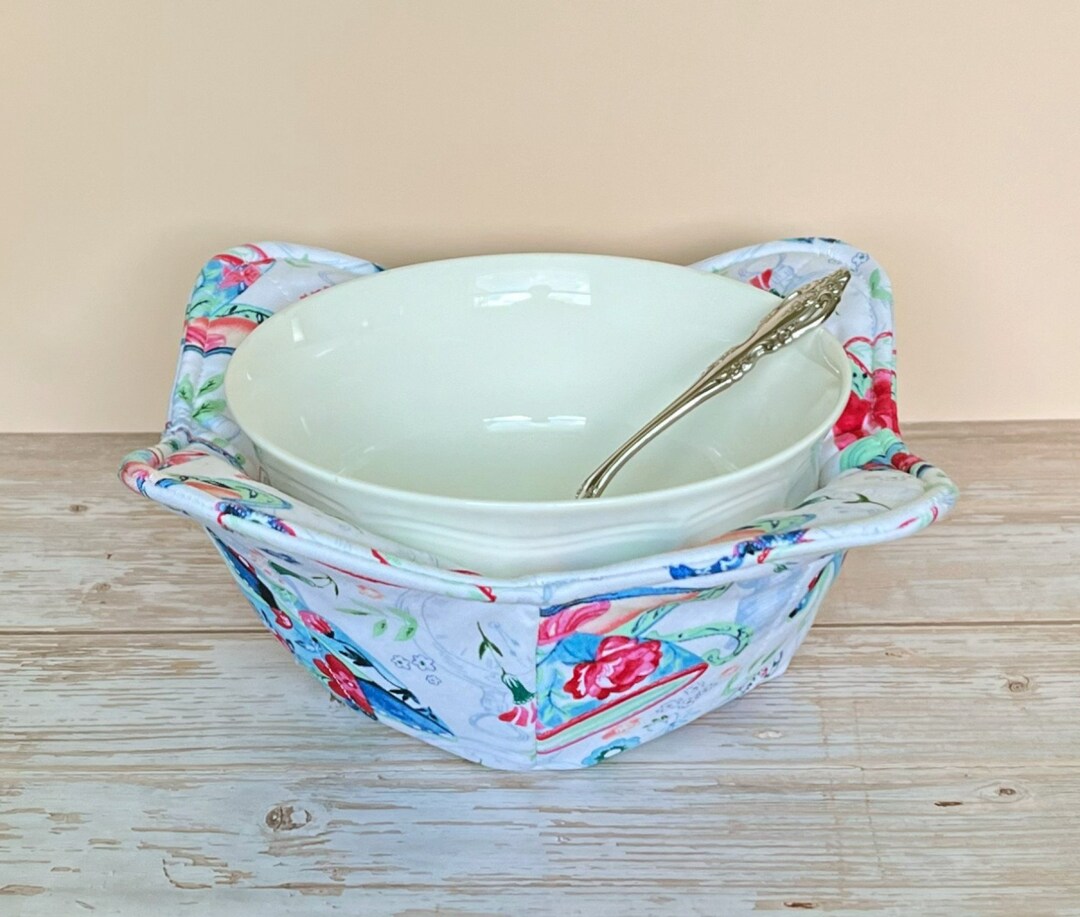 Floral Teacups, Microwave Bowl Cozy, Bowl Hugger, Bowl Holder, Bowl ...
