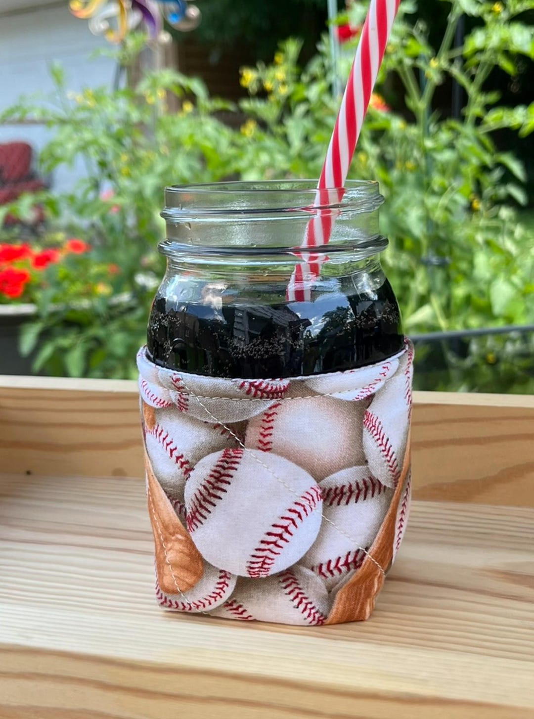 Baseballs and Bats, Mason Jar Cozy, Pint Cozy, Pint Holder, Pint Sleeve ...