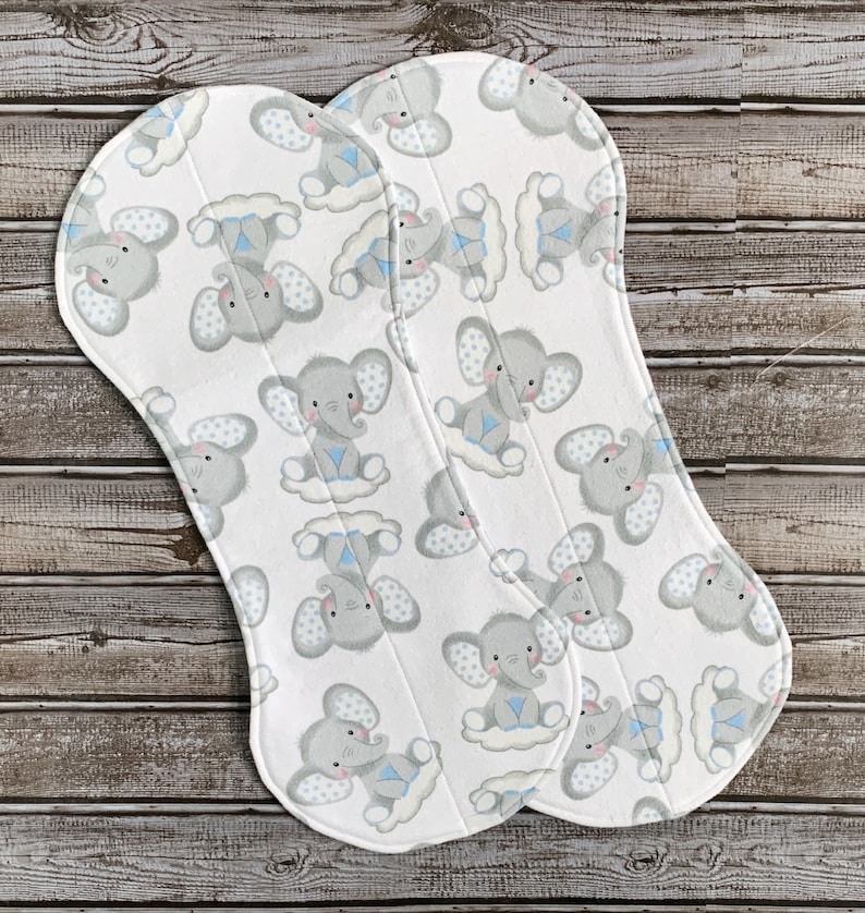 Sleepy Elephants Burp Cloths, Set of 2 Flannel Burp Cloths, Burp Rags ...