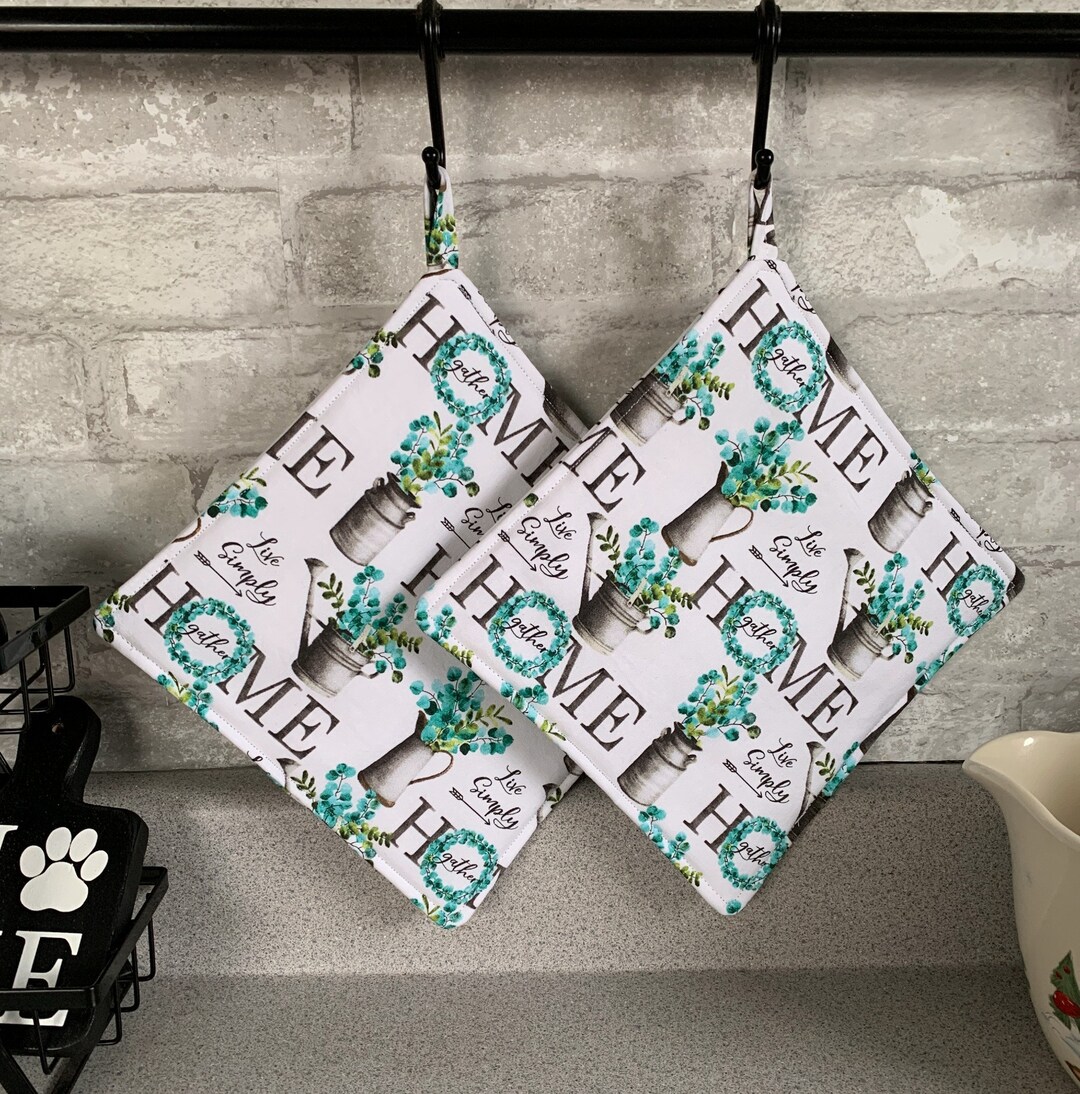 Live Simply, Gather Home, Set of 2 Handmade Pot Holders, Hanging Pot ...