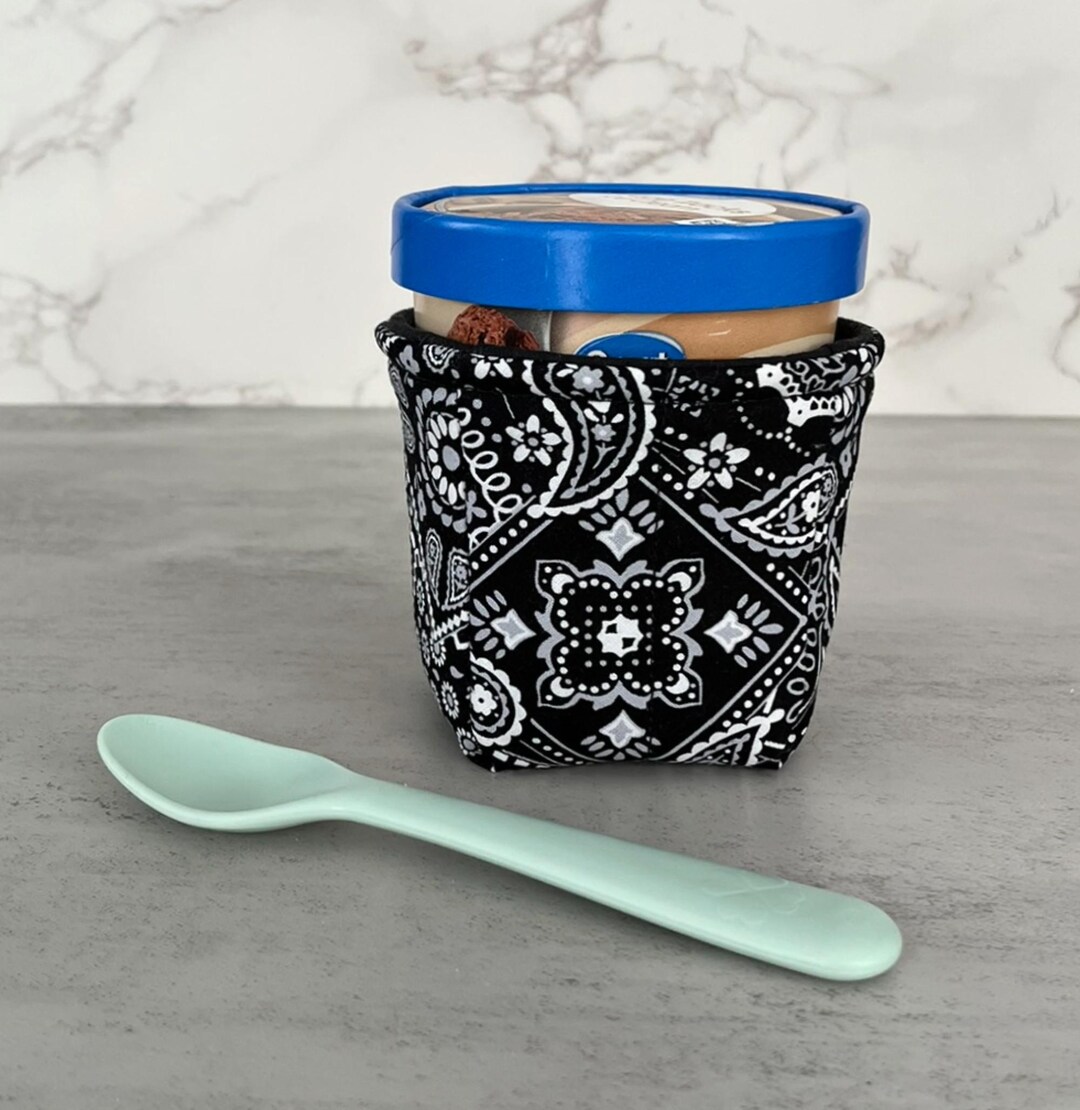 Black Bandana, Pint Cozy, Ice Cream Pint Cozy, Pint Hugger, Pint Holder ...