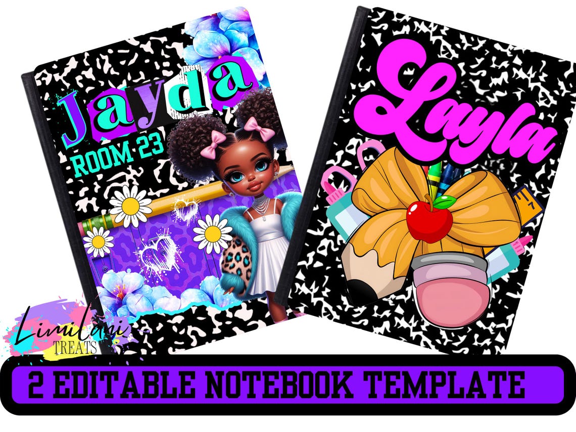 Editable Back to School Notebook Cover Template: Pink & Black (digital ...