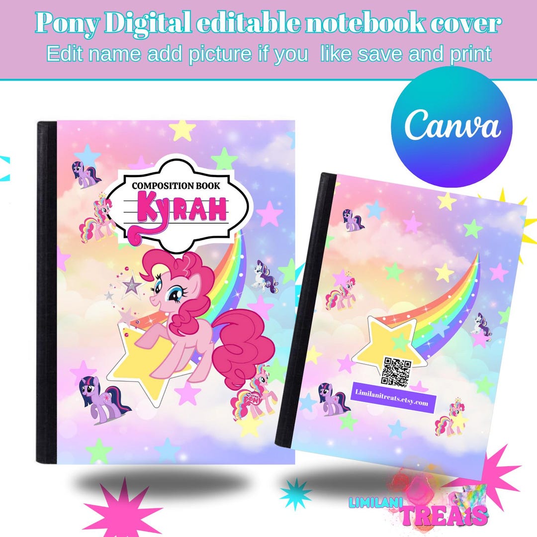 Pony Colorful Editable Back to School Composition Notebook Template ...