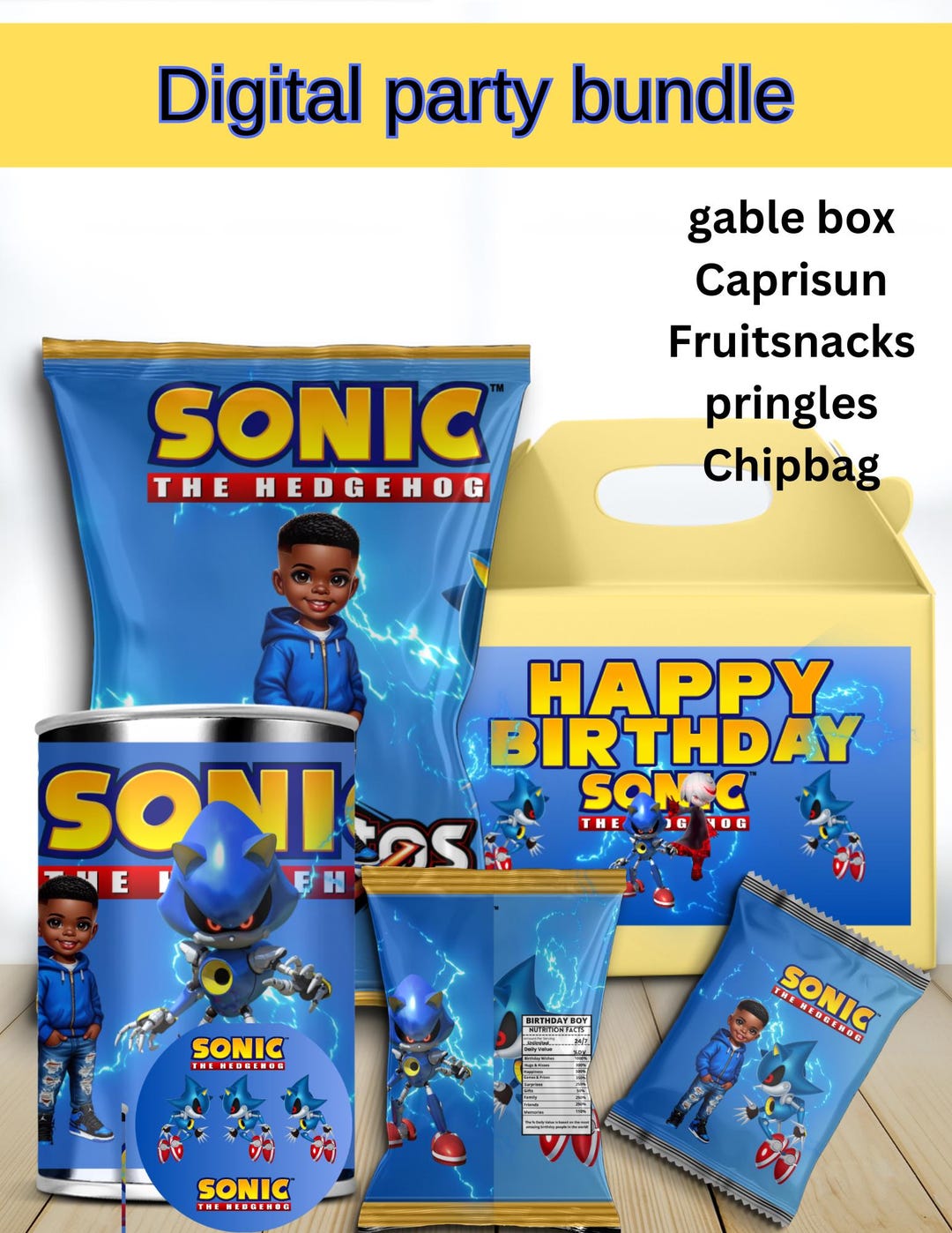 Editable METAL SONIC Digital Template Happy Birthday Bundle . Chipbag ...