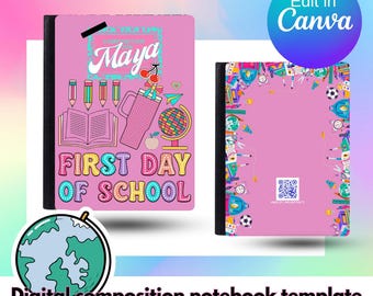 Masked Boy Editable Back to School Composition Notebook Template Cover ...