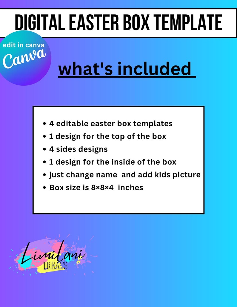 4 Editable Canva Kids Easter Box Template - Etsy