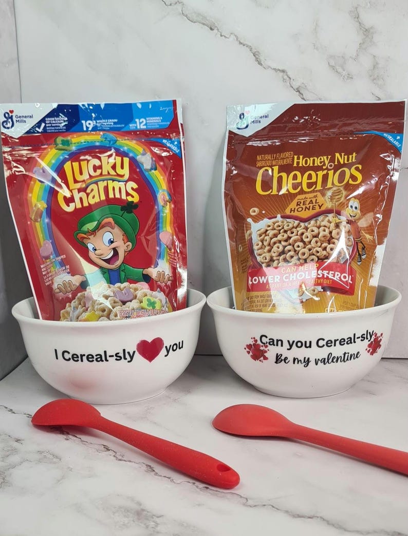 Personalized Valentine Cereal Bowl, 'cereal-sly Love You' - Etsy
