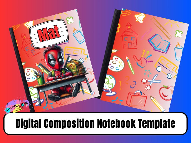 Masked Boy Editable Back to School Composition Notebook Template Cover ...