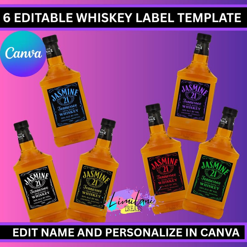 Editable Birthday Whiskey Label Template, Customizable Liquor Label ...