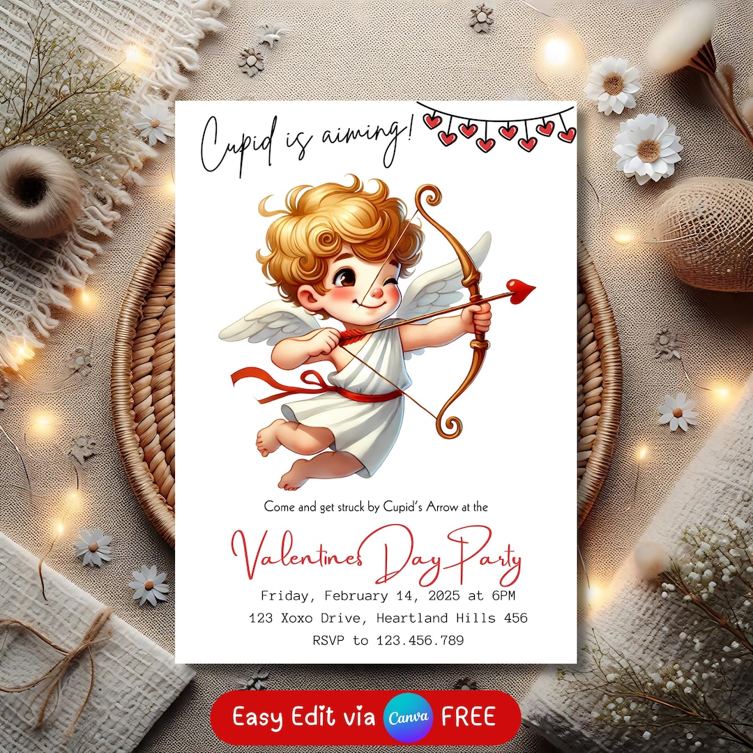 Editable Valentine's Day Party Invitation – Cupid Invitation – Instant ...