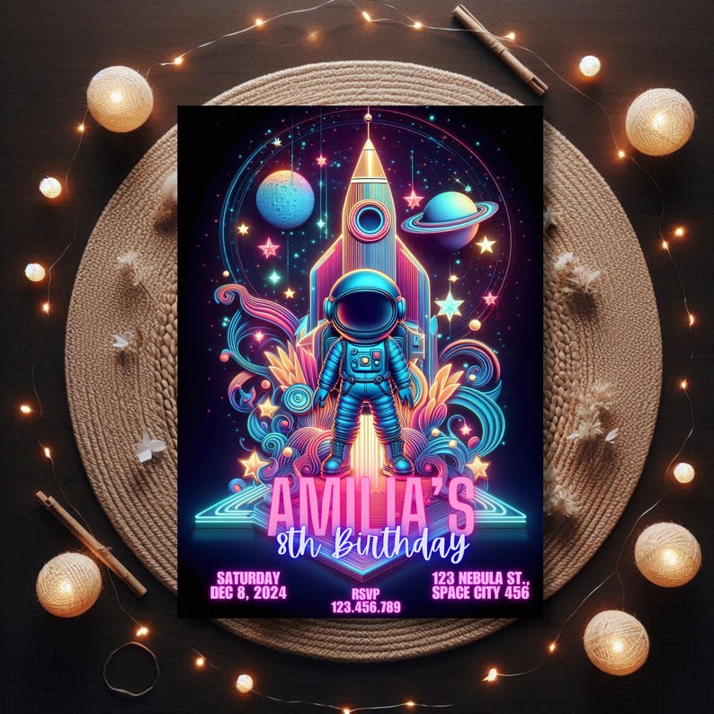 Editable Cosmic Theme Birthday Invitation – Digital Printable – Outer ...