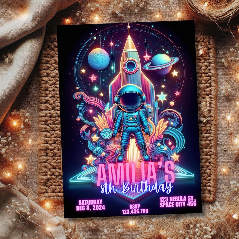 Editable Cosmic Theme Birthday Invitation – Digital Printable – Outer ...