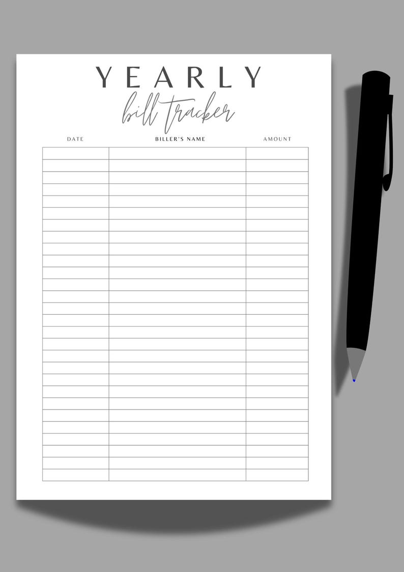 Monthly, Quarterly, Yearly Bill Tracker, Bill Organizer, Bill Planner ...