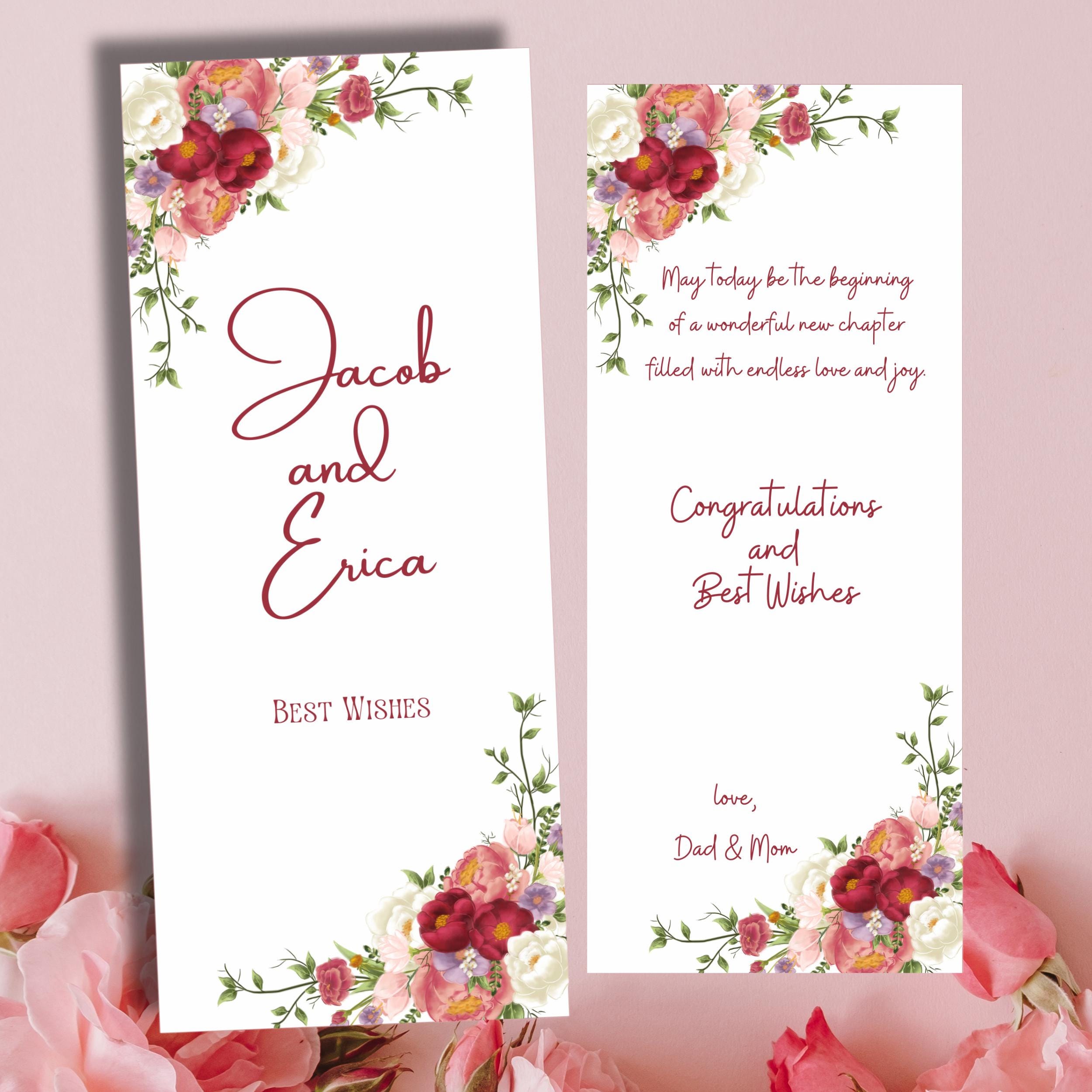 Editable Floral Wedding Card & Money Envelope Template | Customizable ...